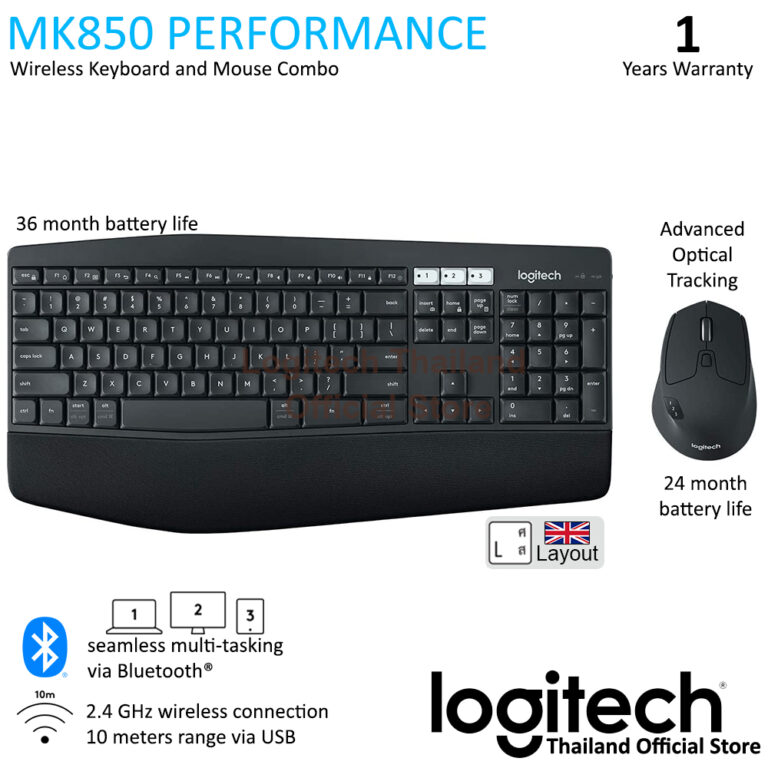 Logitech MK850 Performance Wireless Combo ของแท้ ประกันศูนย์ 1ปี