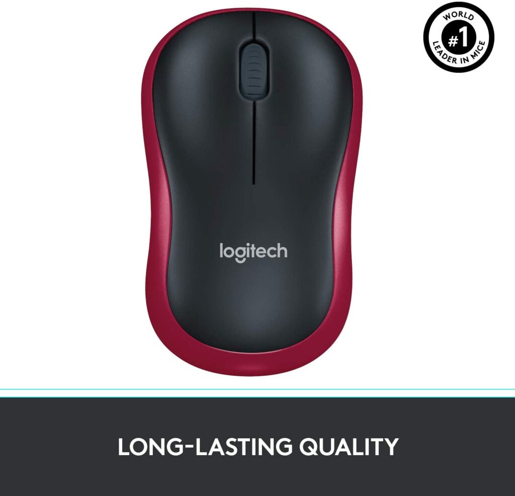 Logitech M185 Wireless Mouse สีแดง ประกันศูนย์ 1ปี ของแท้ (Red)